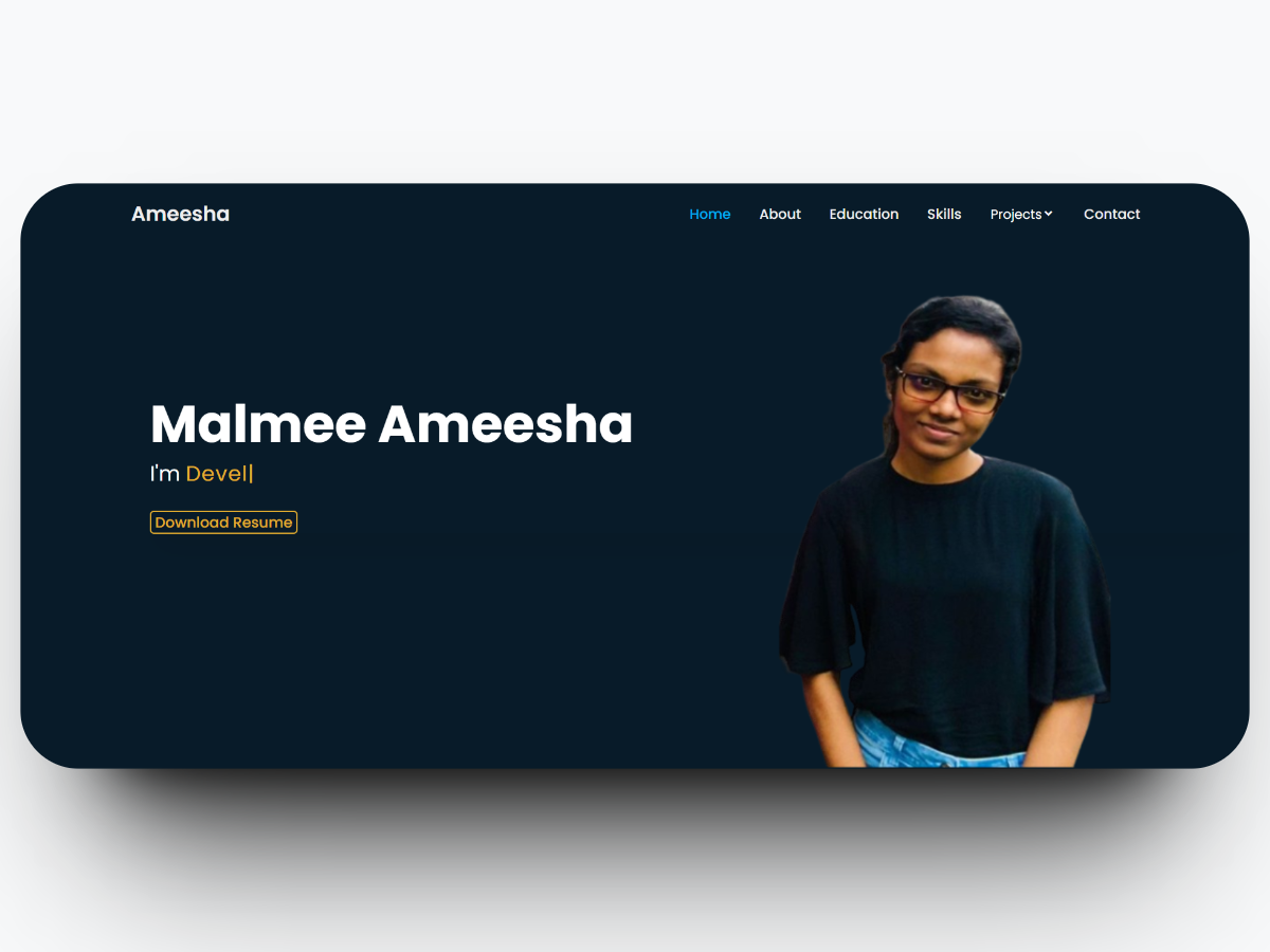 Malmee Ameesha personal portfolio website